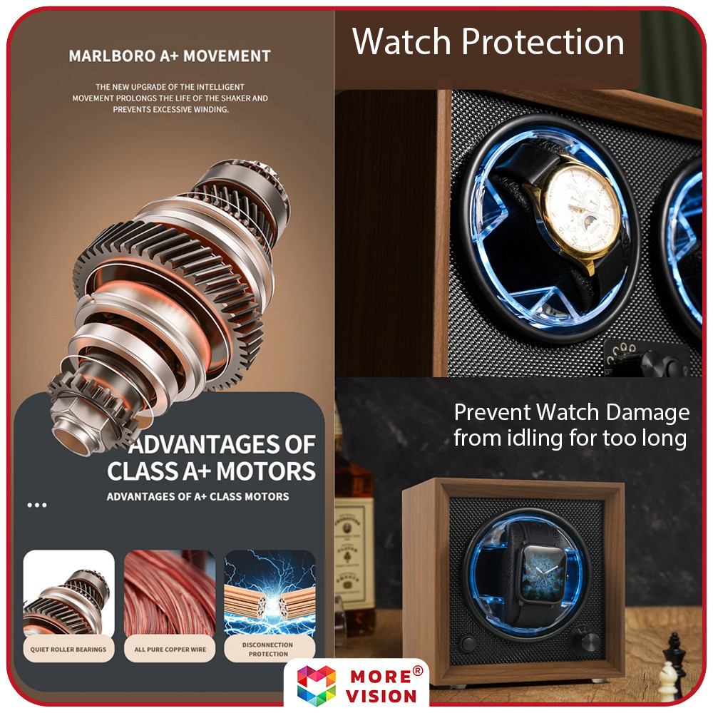 Watch Winder Box for Automatic Watches Double Winders Quiet Japanese ...