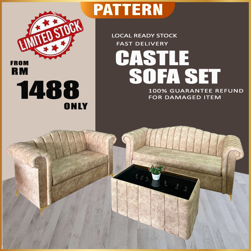 Castle Sofa 1+2+3 Seater + Coffee Table Sofa Set Modern Classic Sofa ...