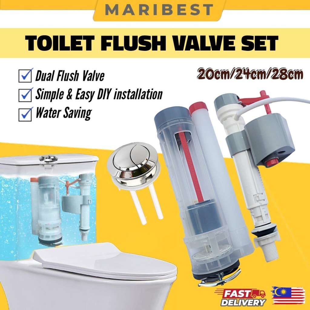 Toilet Flush Valve Set with Dual Type Button Universal Toilet Water ...