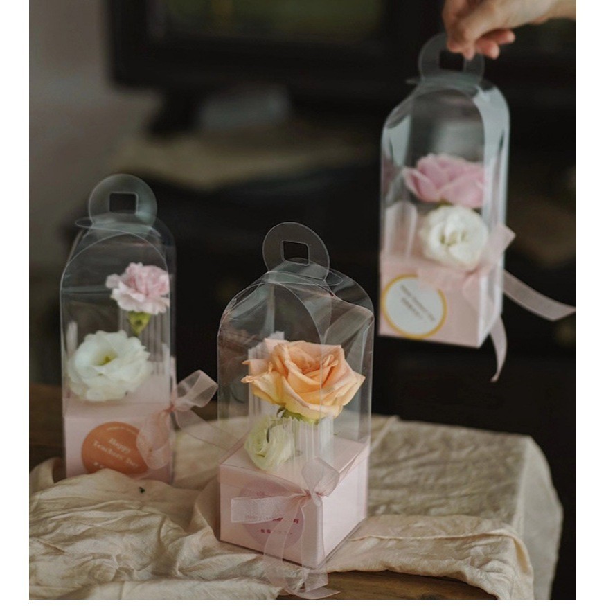 Transparent rose box, plastic flower shop packaging box | Shopee Malaysia
