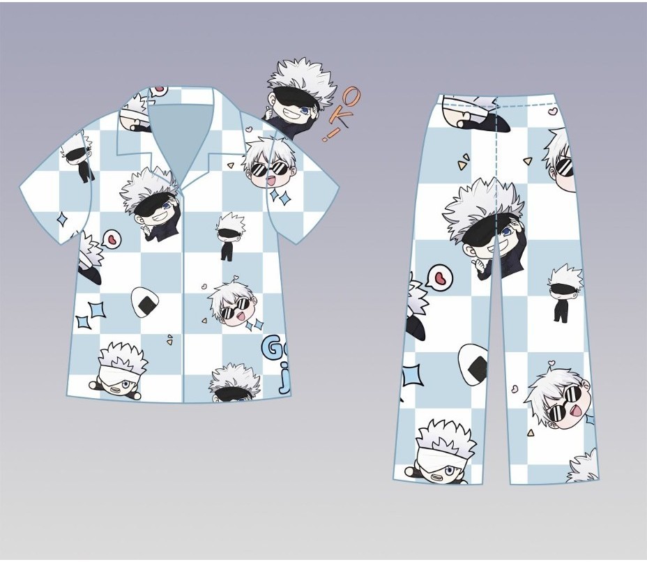 Anime Jujutsu Kaisen Satoru Gojo Pajamas Cute Sleepwear Summer Thin ...