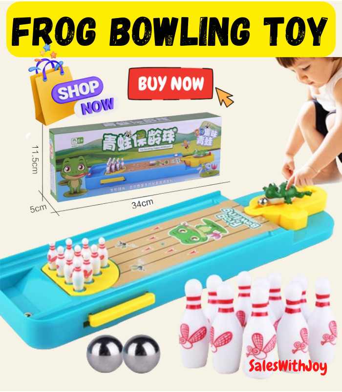 【SalesWithJoy】 34cm Small Kids Funny Toys Mini Frog Bowling Table Games ...