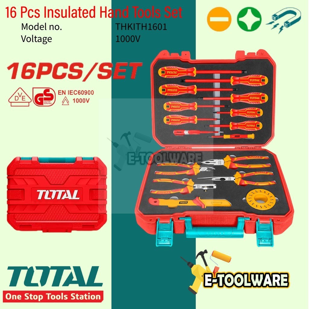 Total THKITH1601 16 Pcs Insulated Hand Tools Set 绝缘手动工具组 | Shopee Malaysia