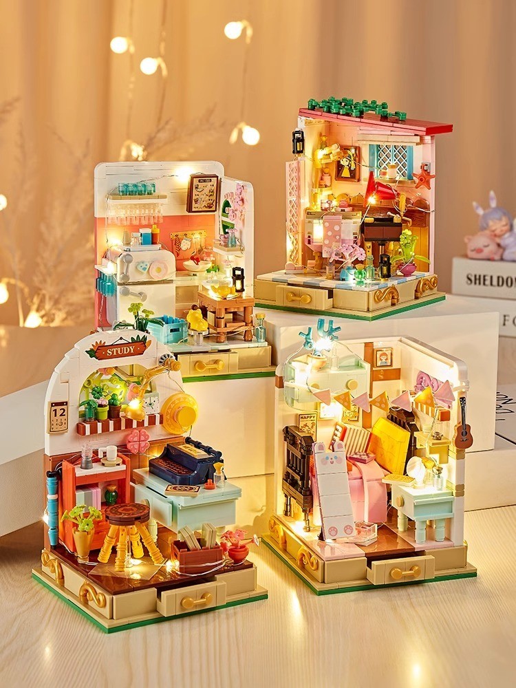 Mini Small Particle Building Blocks Street View Series Kitchen Study ...