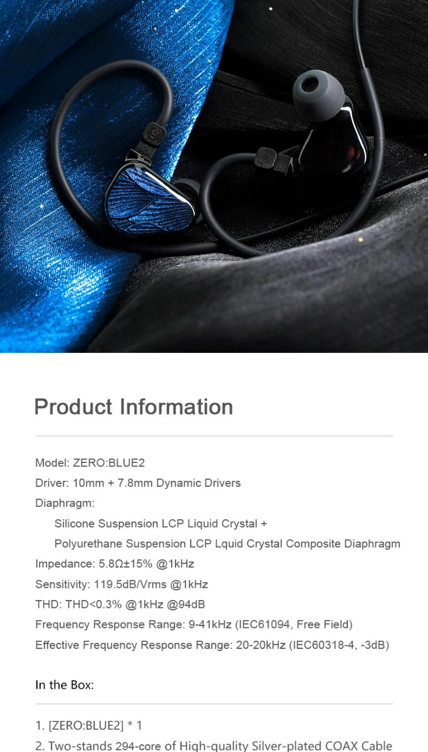 Truthear x Crinacle Zero:BLUE2, In-Ear Monitors: 10mm+7.8mm Dual ...