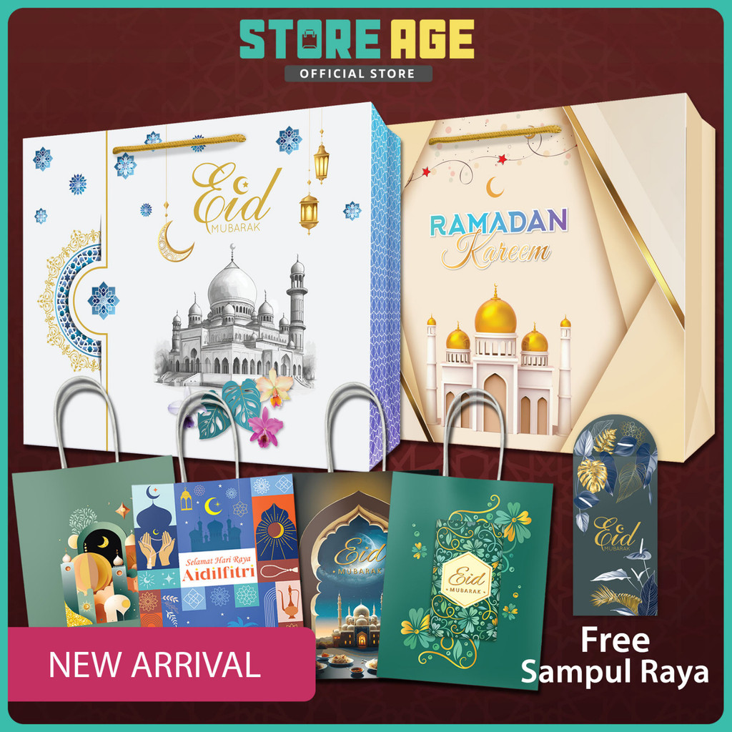 Store Age [50/100pcs] Raya Festive Paper Bag/Gift Bag/Hari Raya Paper ...