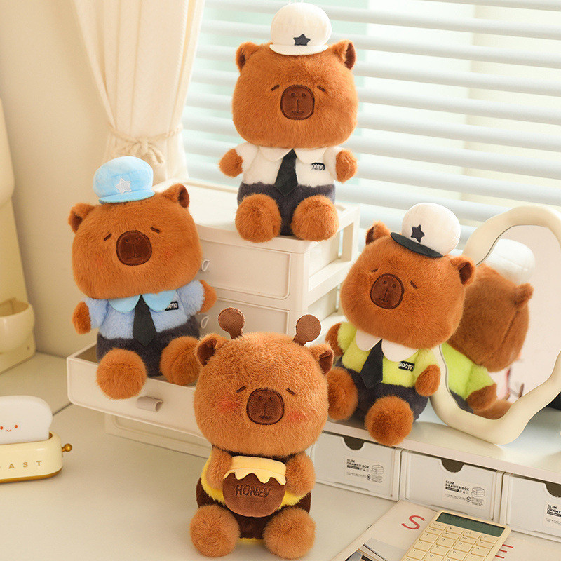Whimsical Capybara Plush Toy In Blue White And Green Police Uniforms ...
