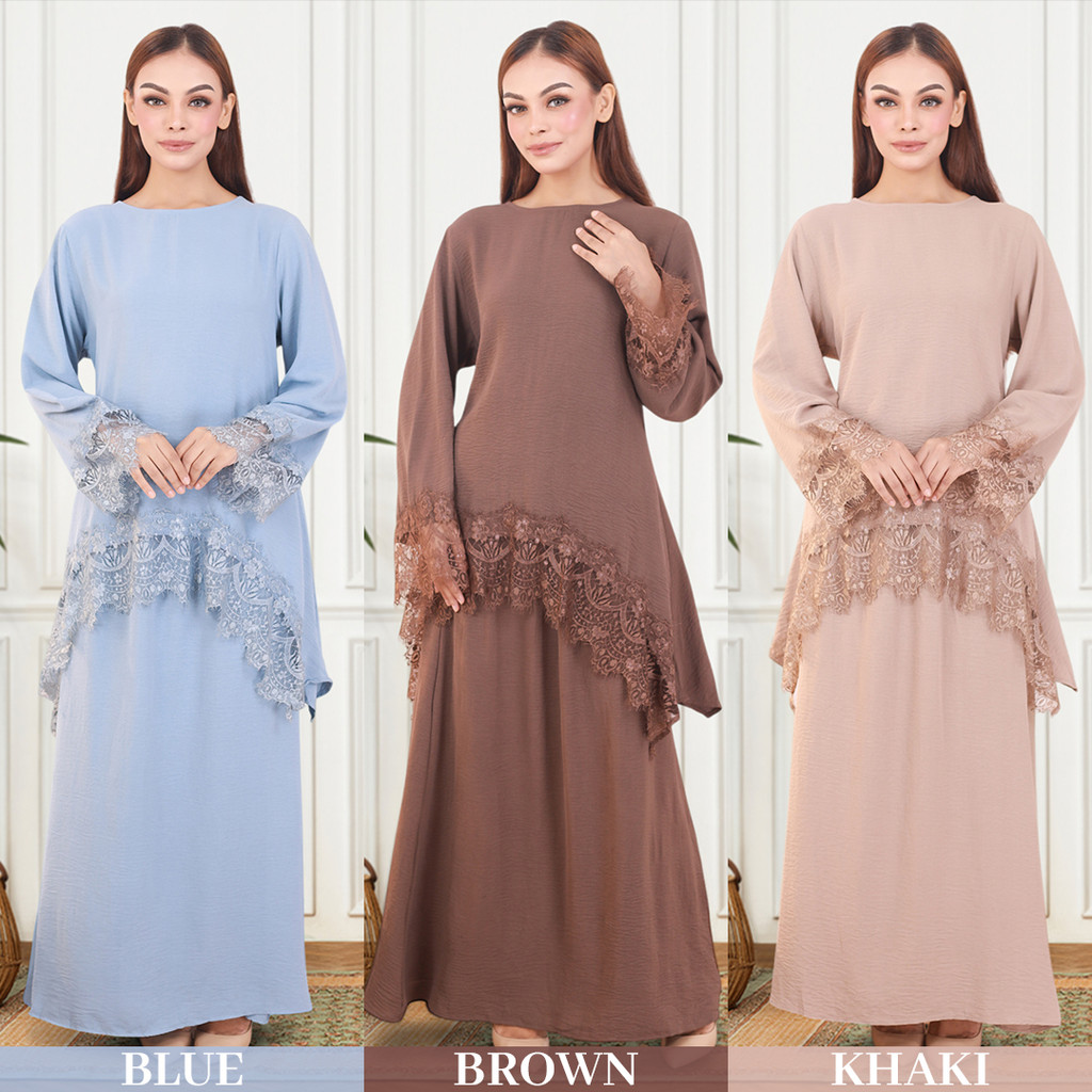 KM Amiya Women Baju Kurung Lace Modern [M6780] | Shopee Malaysia
