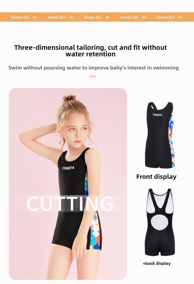 YINGFA Girls Professional Training Swimwear One-Piece Boyshorts Fast ...