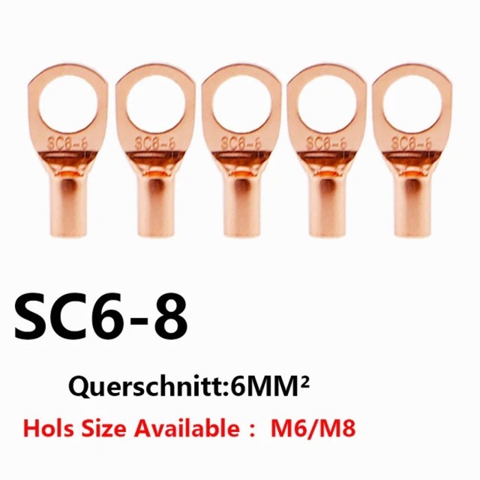 10/50pcs Copper Lug Ring Wire Connectors Bare Cable Electric Crimp ...