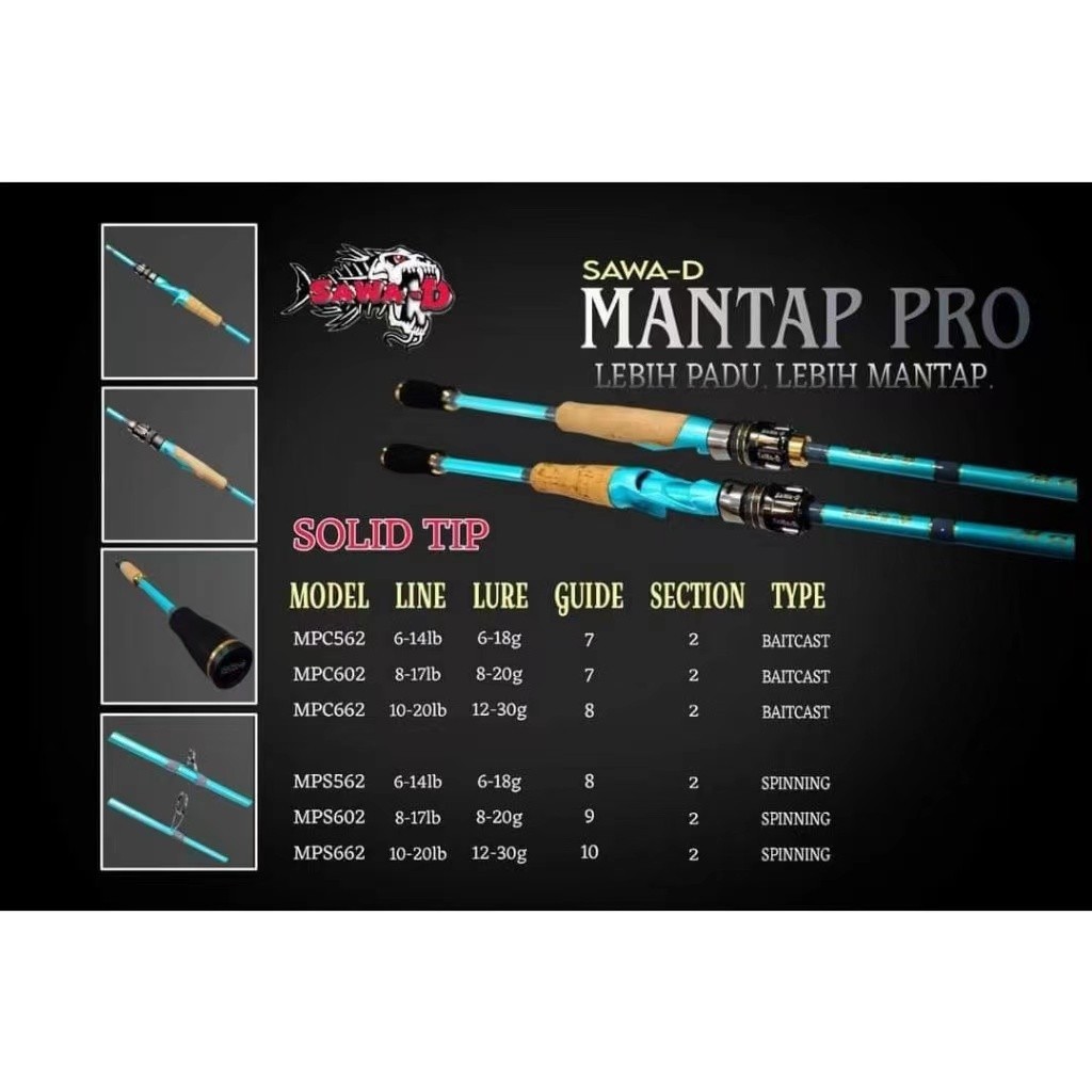 （New 2024) Sawa-D Mantap Pro Baitcasting / Spinning Rod Solid Carbon Tip Sawa d | Shopee Malaysia