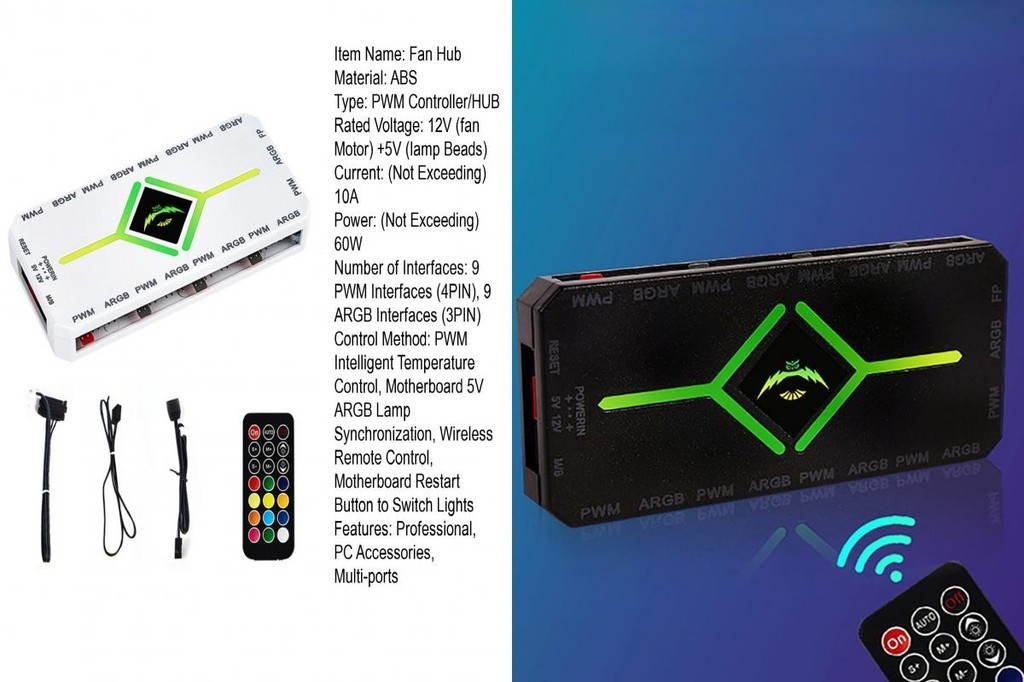 HUARMEY Fan Hub Adapter Chassis Fan Hub Addressable Rgb Fan Hub with ...