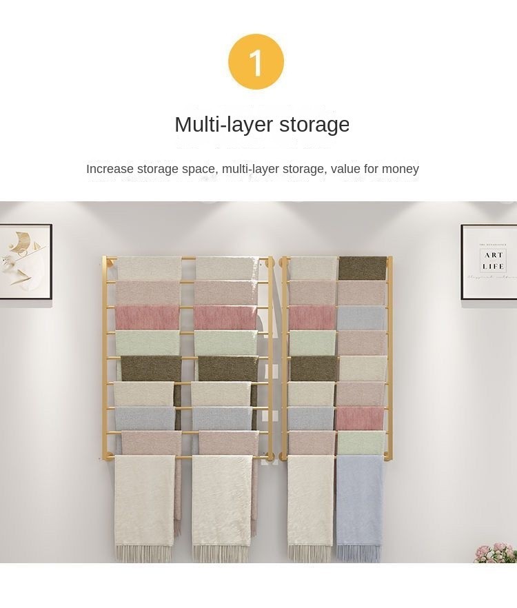 Scarf Display Rack Silk Scarf Shelf Wall Multi-Layer Hanger Shawl ...