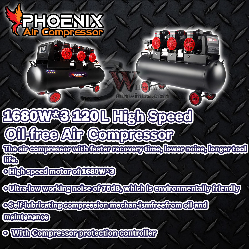 PHOENIX 7HP /120L OIL-FREE HIGH SPEED AIR COMPRESSOR WITH PROTECTION ...