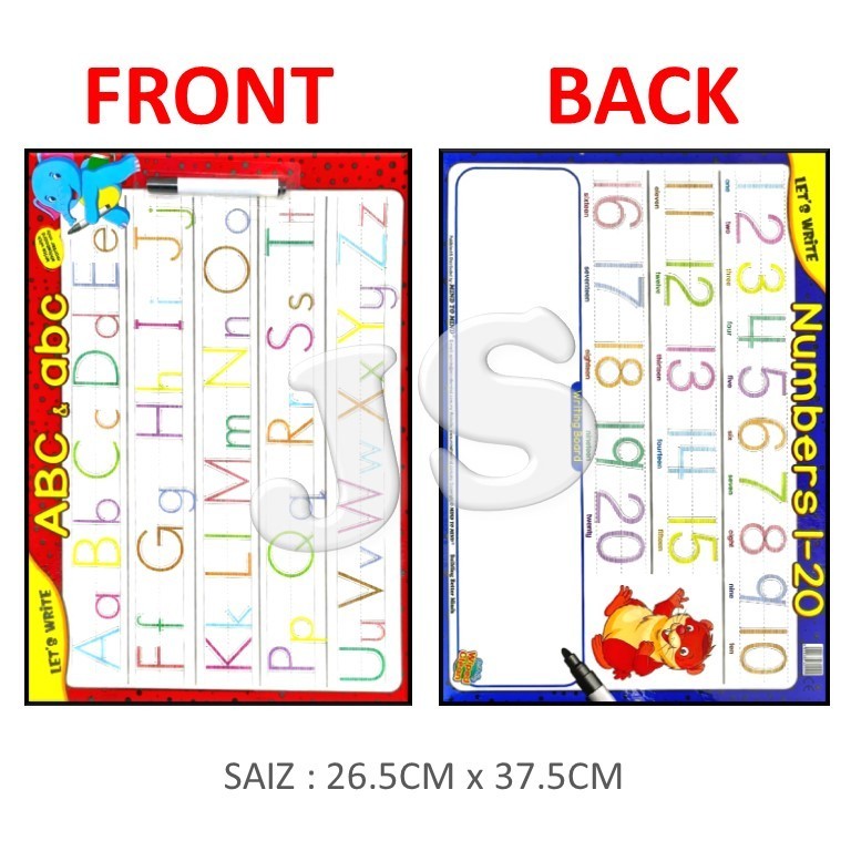 LET'S WRITE ABC OR NUMBER 123 WRITING BOARD FOR LITTLE FINGERS ...