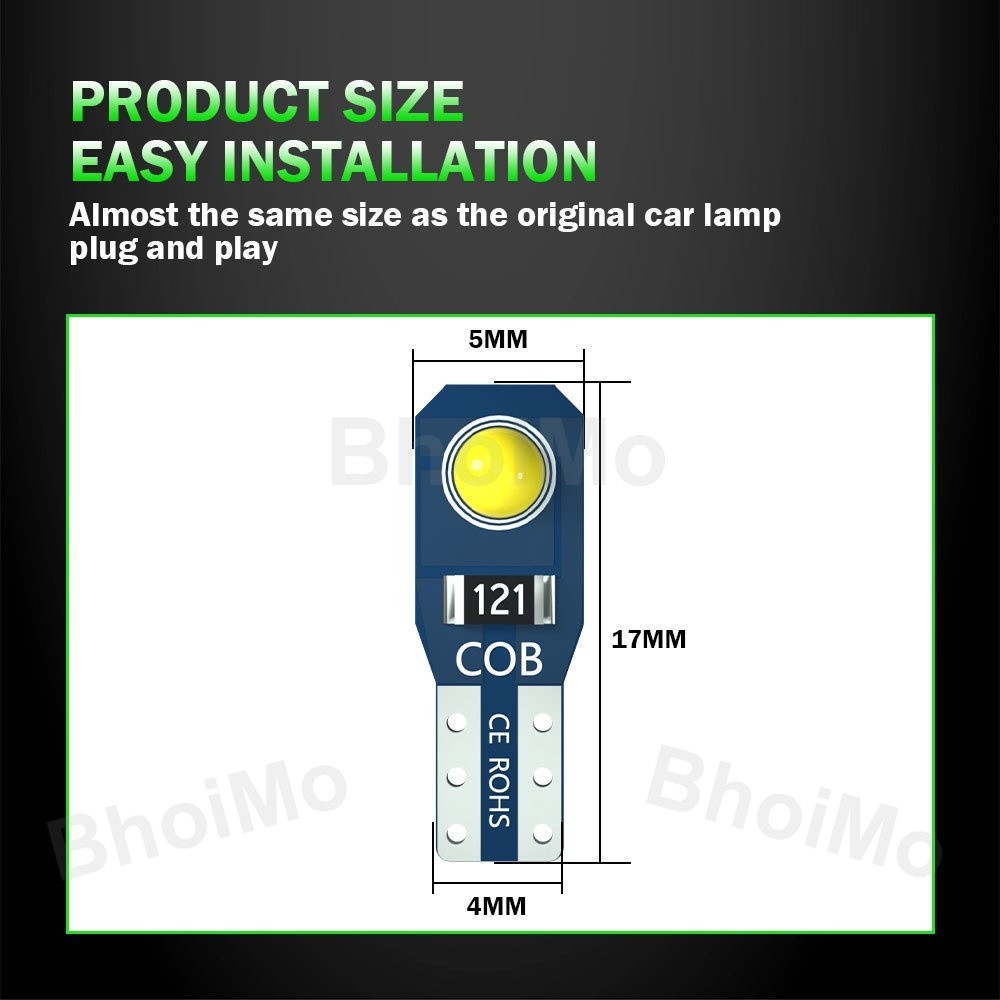 BhoiMo 5PCS COB led T5 W3W Car dashboard Interior indicator Neo Wedge light 17 73 74 27 Dash ...
