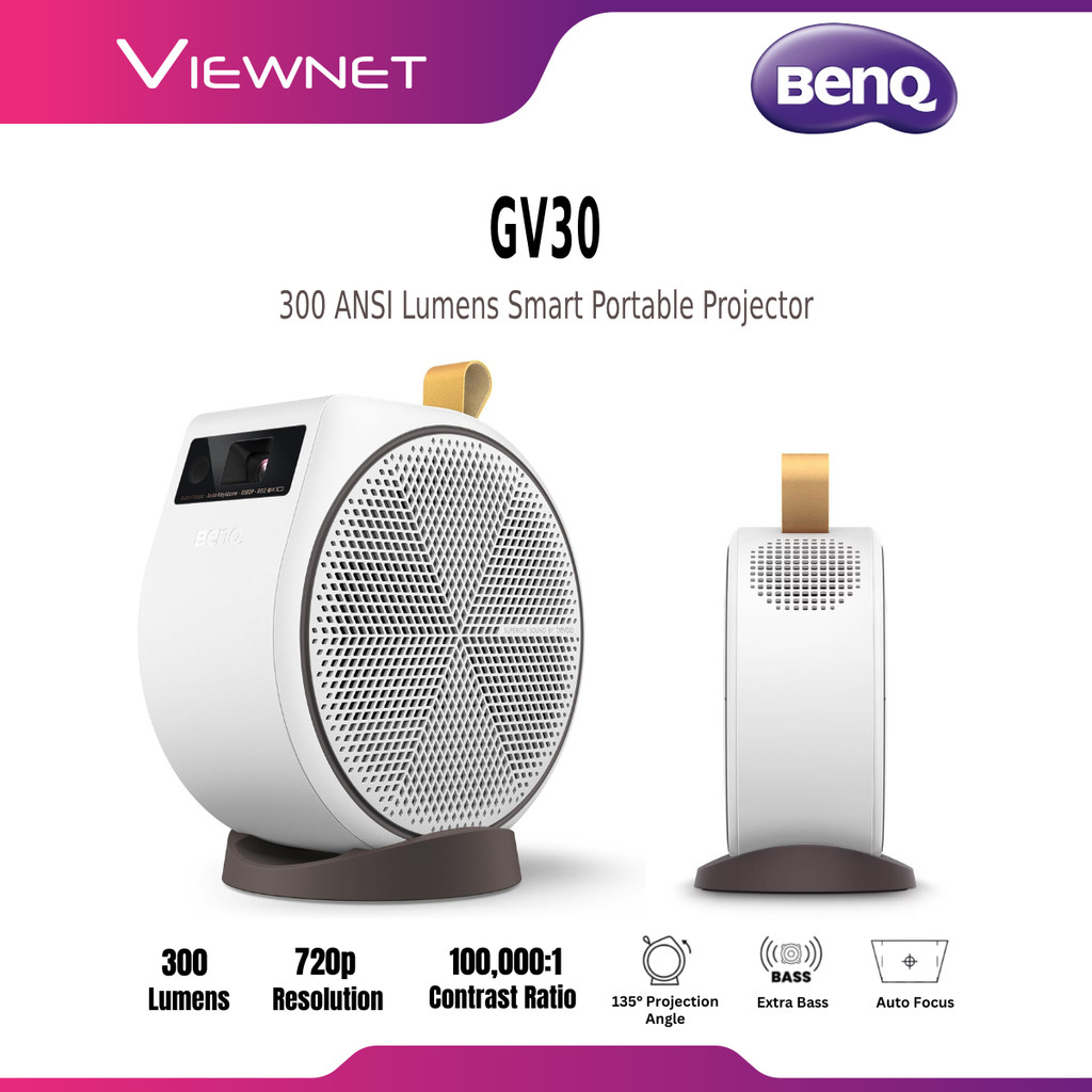 BENQ GV30 300 ANSI LUMENS 720P HD PORTABLE PROJECTOR WITH EXTRA BASS ...