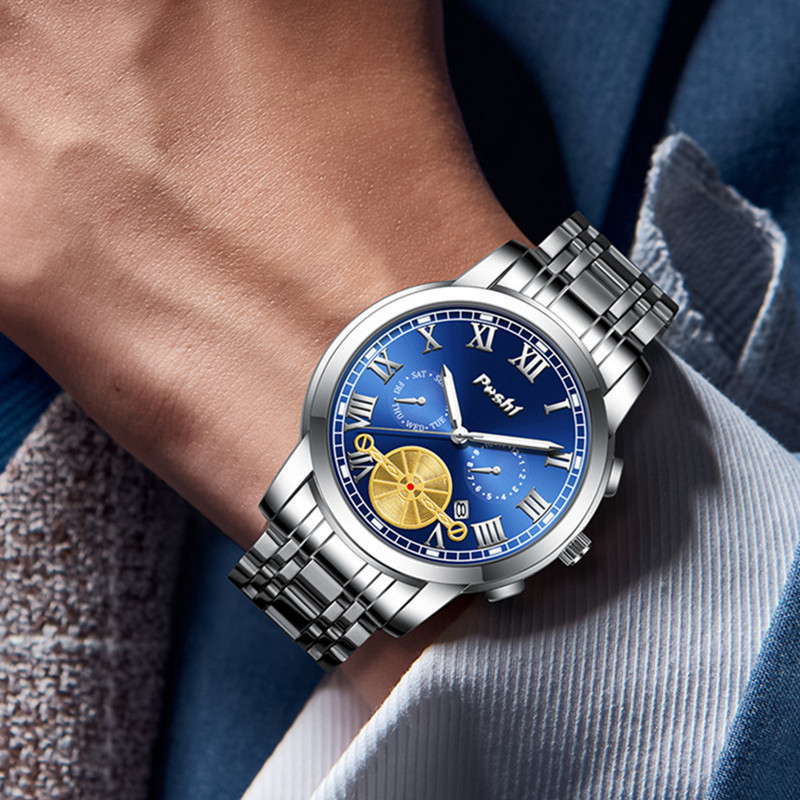 POSHI Watch For Men With Box Waterproof Original Luxury Dual Calendar ...