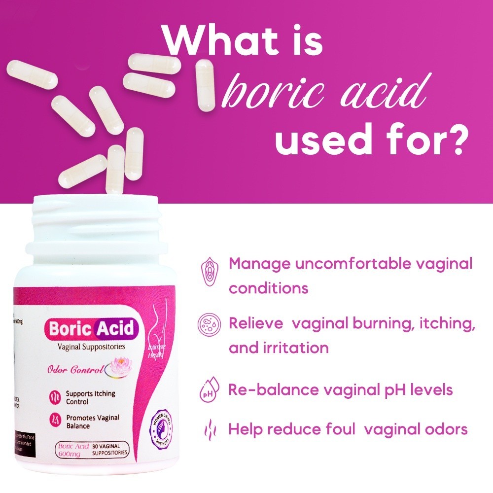 30Pcs Medical Grade Boric Acid Vaginal Suppositories Intimate Women PH ...