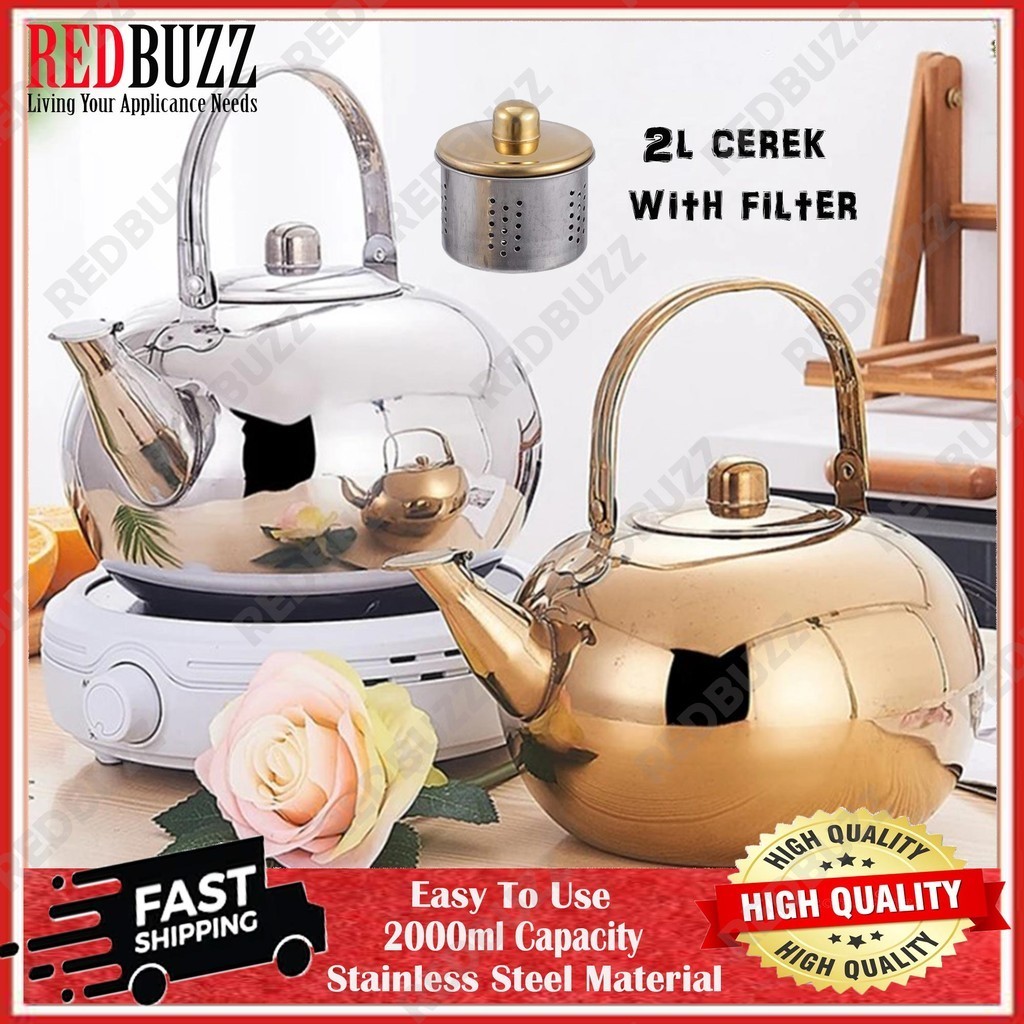REDBUZZ 2000ml Stainless Steel Cerek Kettle Jar Keluli Tahan Karat Teko ...