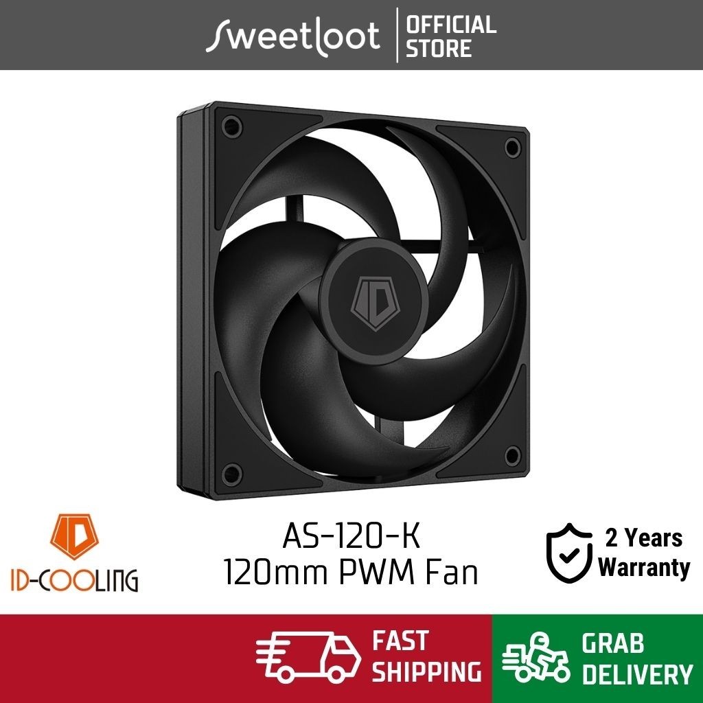 ID-Cooling AS-120-K 120mm PWM Case Fan Daisy-Chain 12CM All Black PC ...