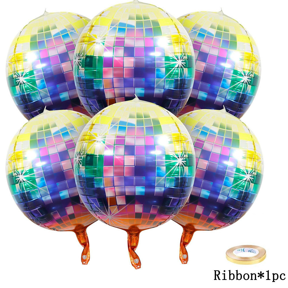 6Pcs Silver/Gold Disco Ball Balloons Decorations 22 Inch 4D Sphere ...