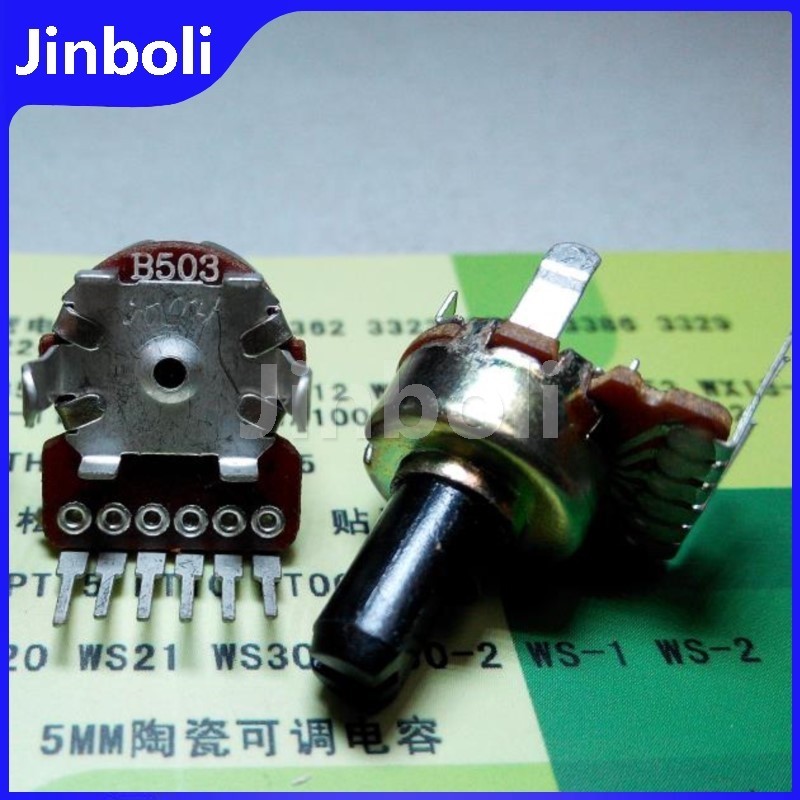 5PCS 121 Type Dual Channel B50K B503 Single Row 6 Pin Half Shaft Length ...
