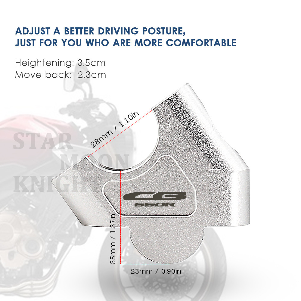 Motorcycle Handlebar Riser Bar Mount Handle Clamp 28mm 1 1/8" For Honda ...