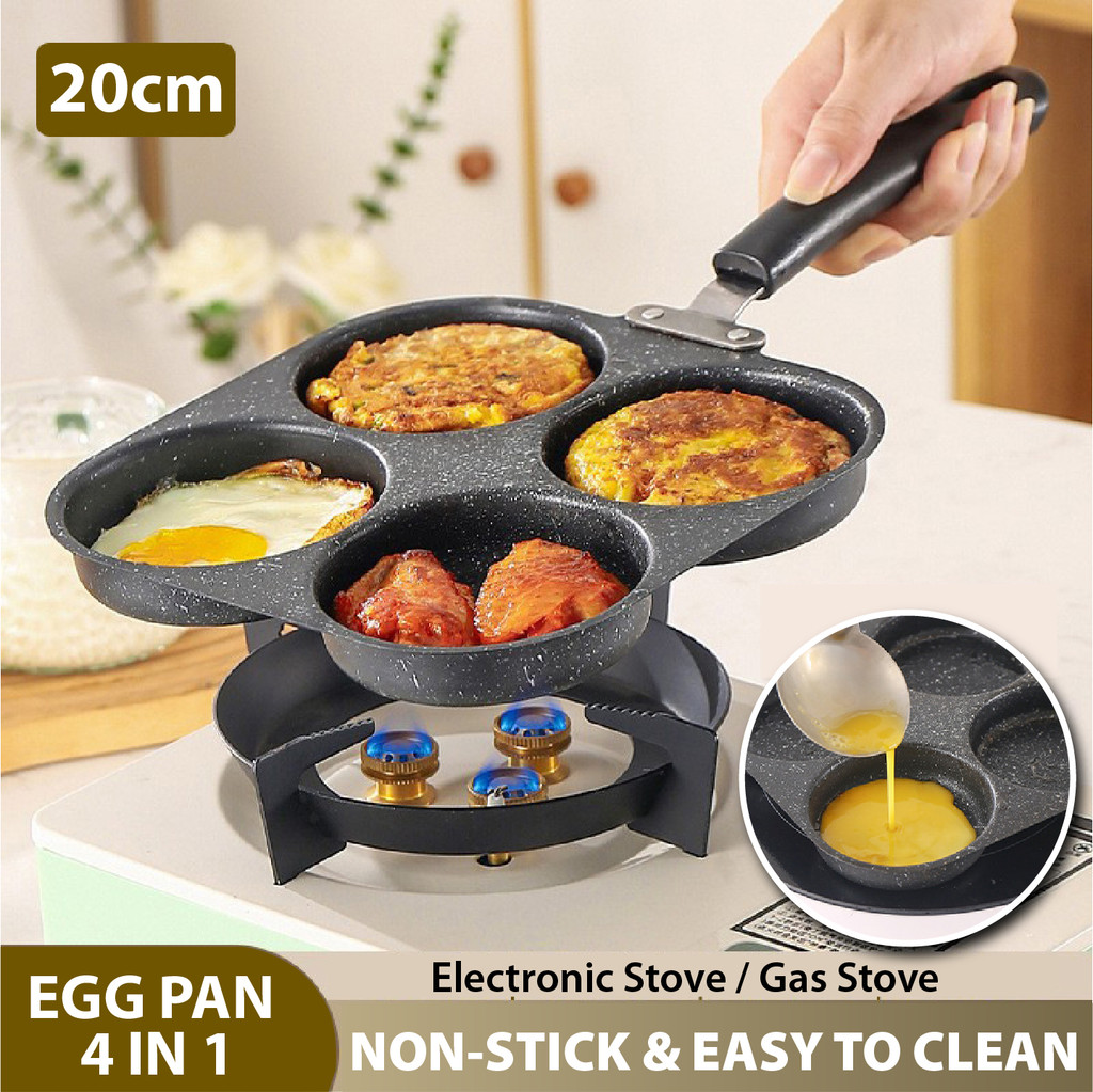 NNS Fried Egg Burger Machine Non Stick Flat Bottom Frying Pan 4 Four ...
