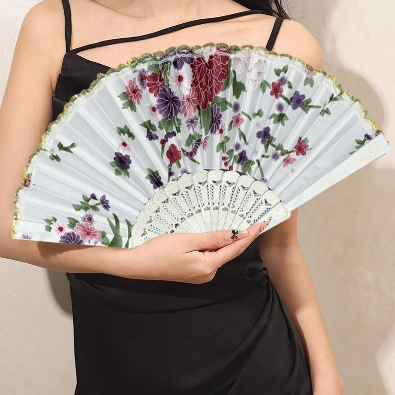 Chinese Style Silk Hand Fan Red Folding Fans Traditional Wedding ...