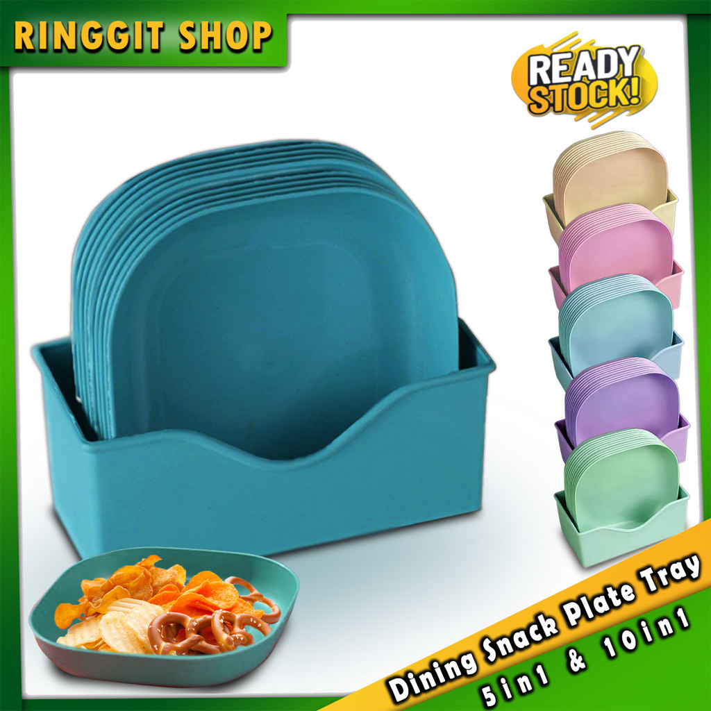 Ringgit Shop 5+1 n 10+1 set Dining Plate Tray Colorful Pinggan Cantik ...
