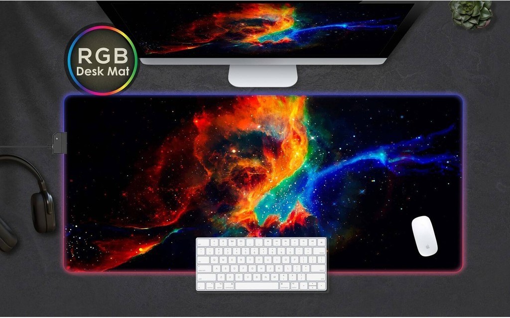 Deep Space Rgb Desk Gaming Mat, Large Gaming Mouse Pad with RGB Led ...