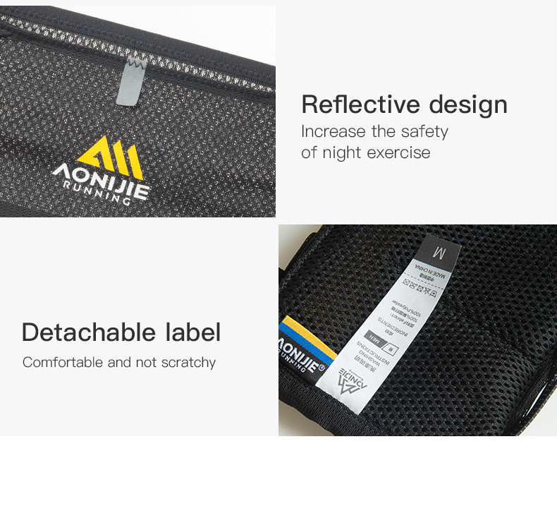 Quick Release AONIJIE W8122 Zipper Running Belt Fit 250ml Hydration ...