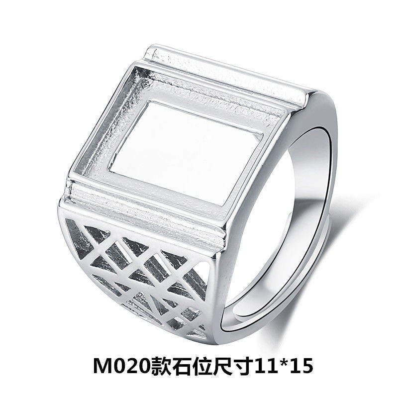 925 Silver Plated Men's Ring Setting Garnet Beeswax Women's Opening DIY ...