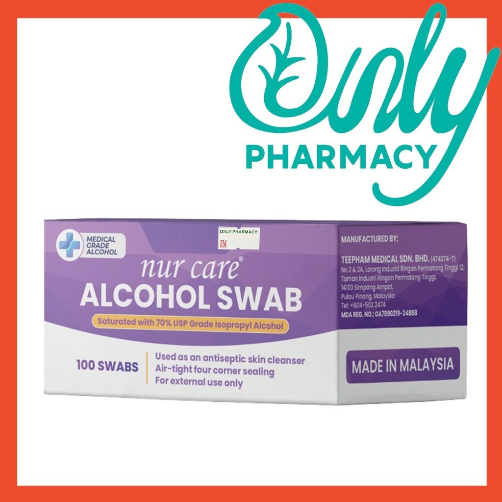 NUR CARE ALCOHOL SWABS 100'S (70% ISOPROPYL ALCOHOL) NURCARE | Shopee ...