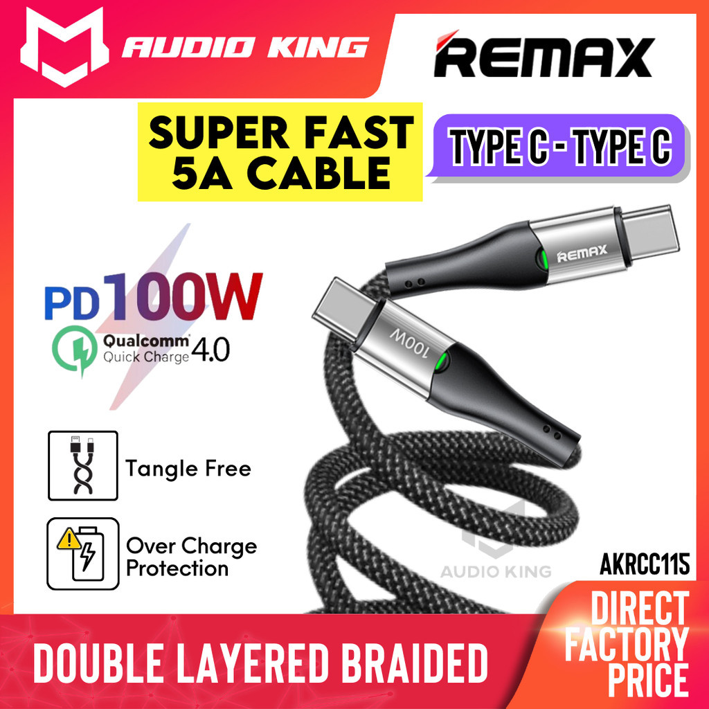 REMAX Super Fast Charging 100W Laptop Data Cable 5A Type C To Type C ...