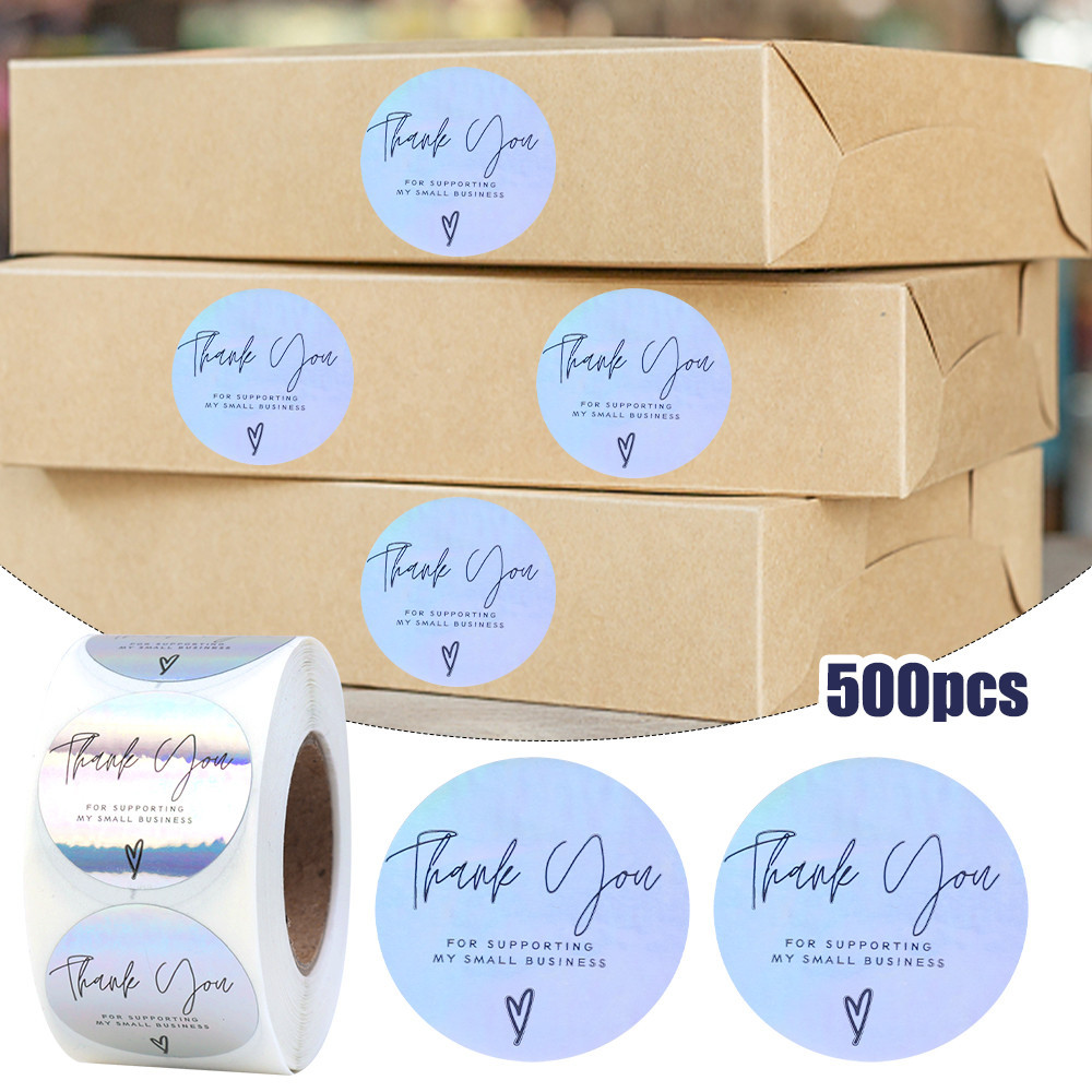 500Pcs/Roll Laser Thank You Label Stickers - Circular Self-Adhesive ...