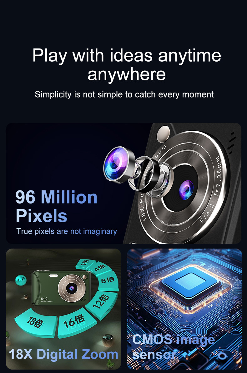 Q18 New 4K HD digital camera 9600W AF auto focus 16X digital zoom built-in flash CMOS image ...