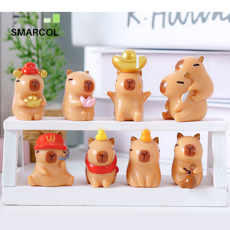 9 Pcs Mini Capybara Ornament Cute Capybara Miniature Figurines Mini ...