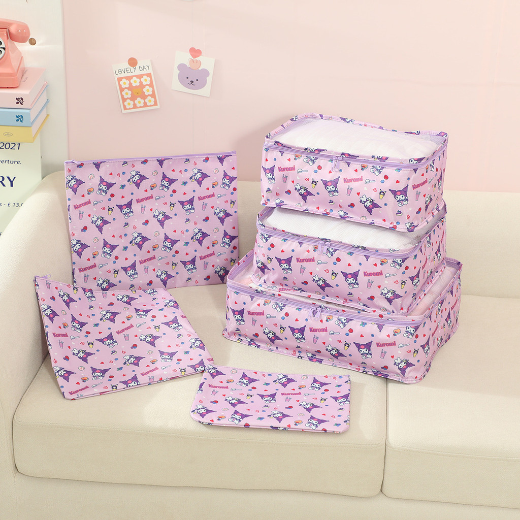 New Cartoon Kuromi Big-Eyed Frog Waterproof Travel Storage 6-Piece Set ...