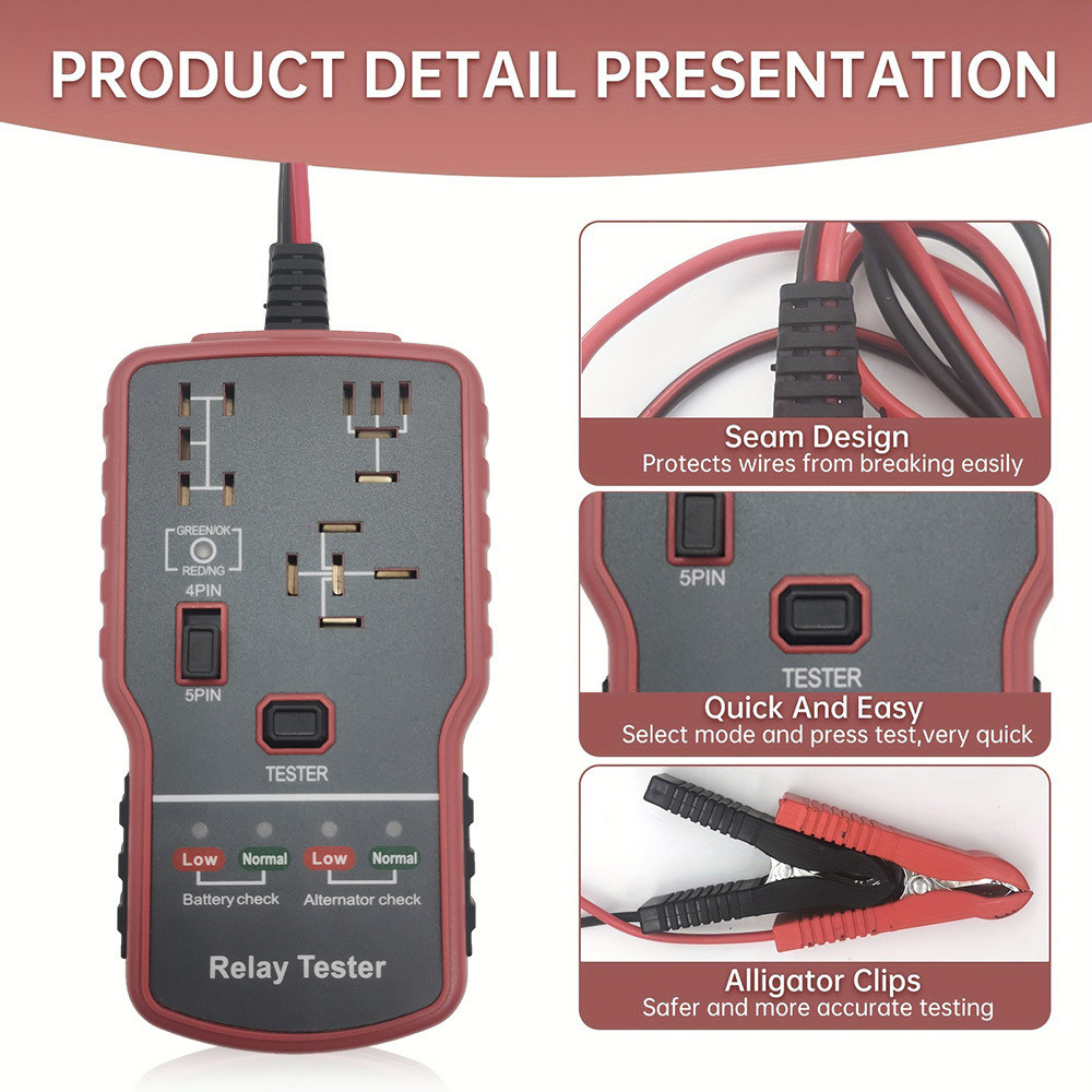 12V LED Car Battery & Relay Tester - Quick Diagnostic Tool for ...
