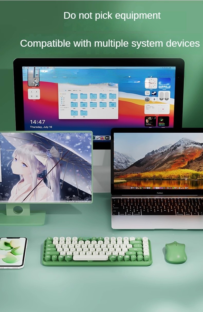 BOW wireless keyboard and mouse set boys and girls mute office USB 2.4g ...