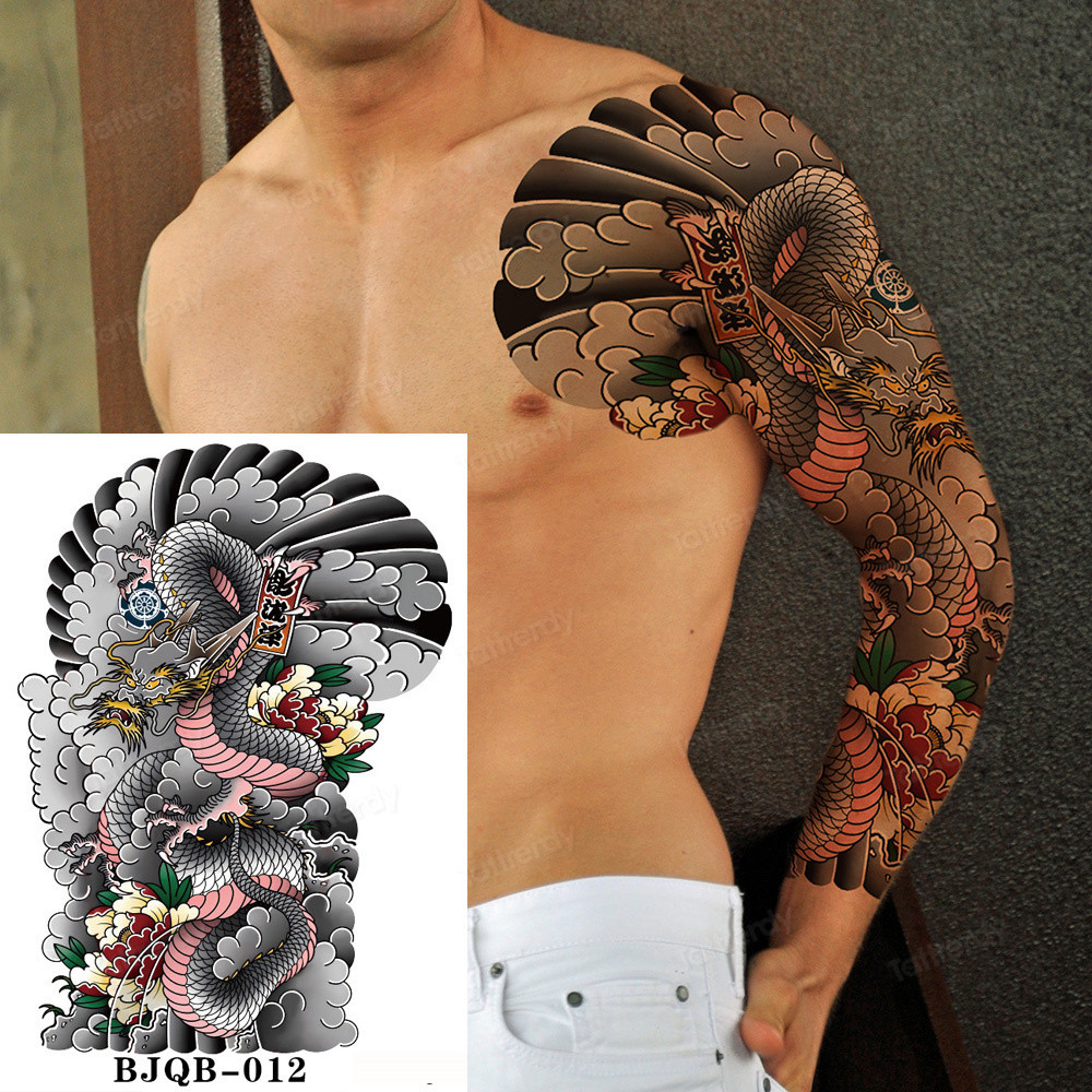 Super Large Full Arm Sleeve Chest Temporary Tattoo Stickers Men Adult ...