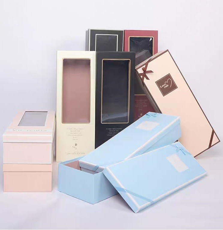 (1 set 2 size ) Long Gift Box with PVC Window Box Kotak Panjang Hard ...