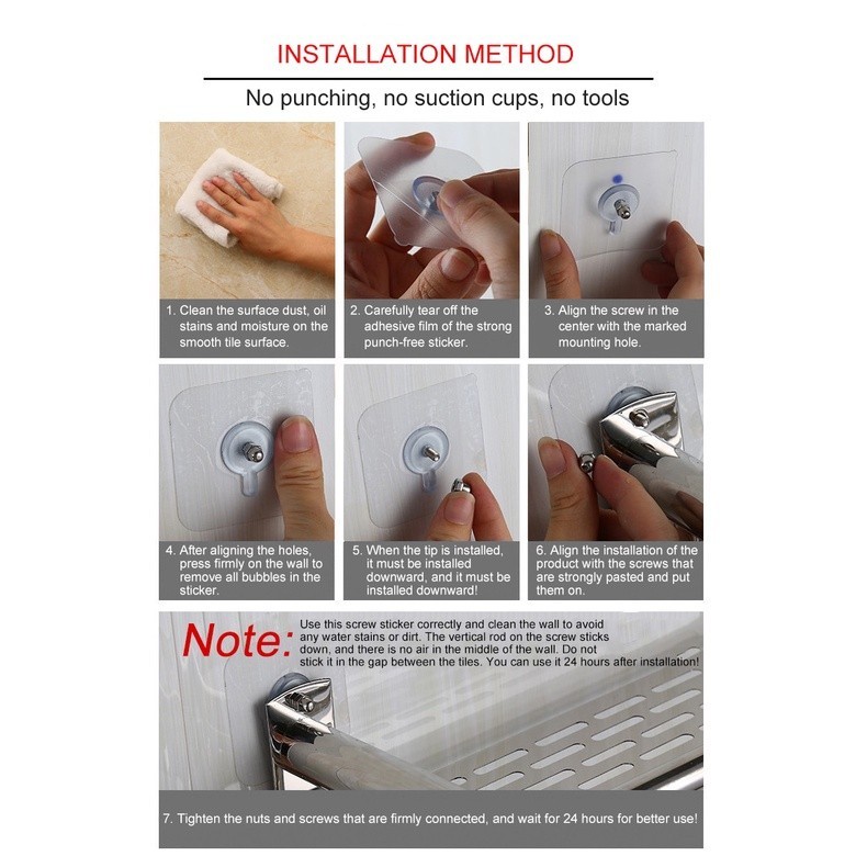 【7.2X7.2CM】Household Strong Nail Free Photo Frame Screw Stickers Hook ...