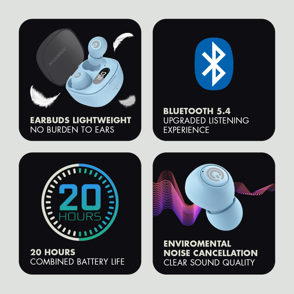 SonicGear EarPump TWS Jewel 2 ENC Bluetooth 5.4 Wireless Earbuds with ...