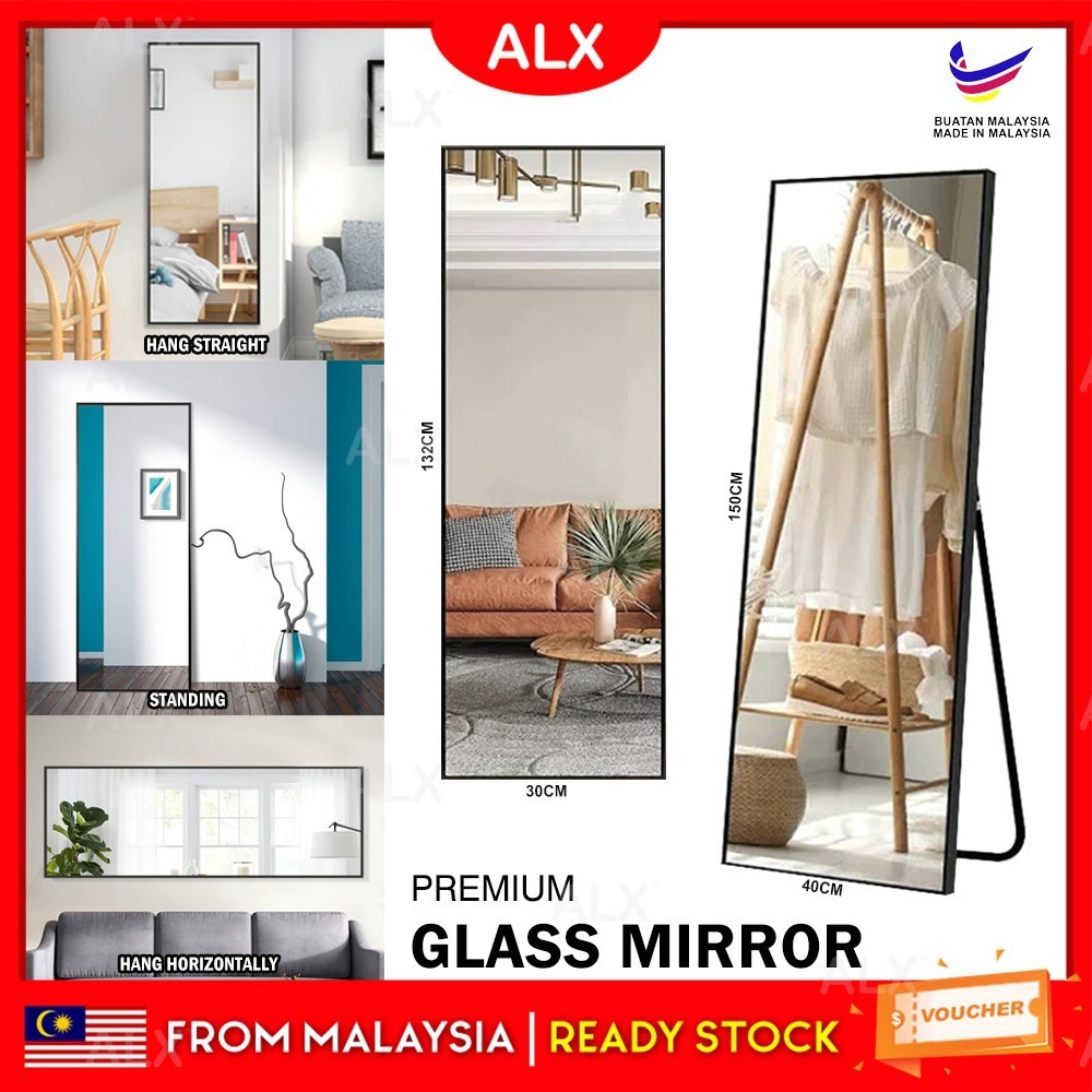 ALX 150CM Premium Aluminum Standing Mirror Glass Wall Hanging Mirror ...