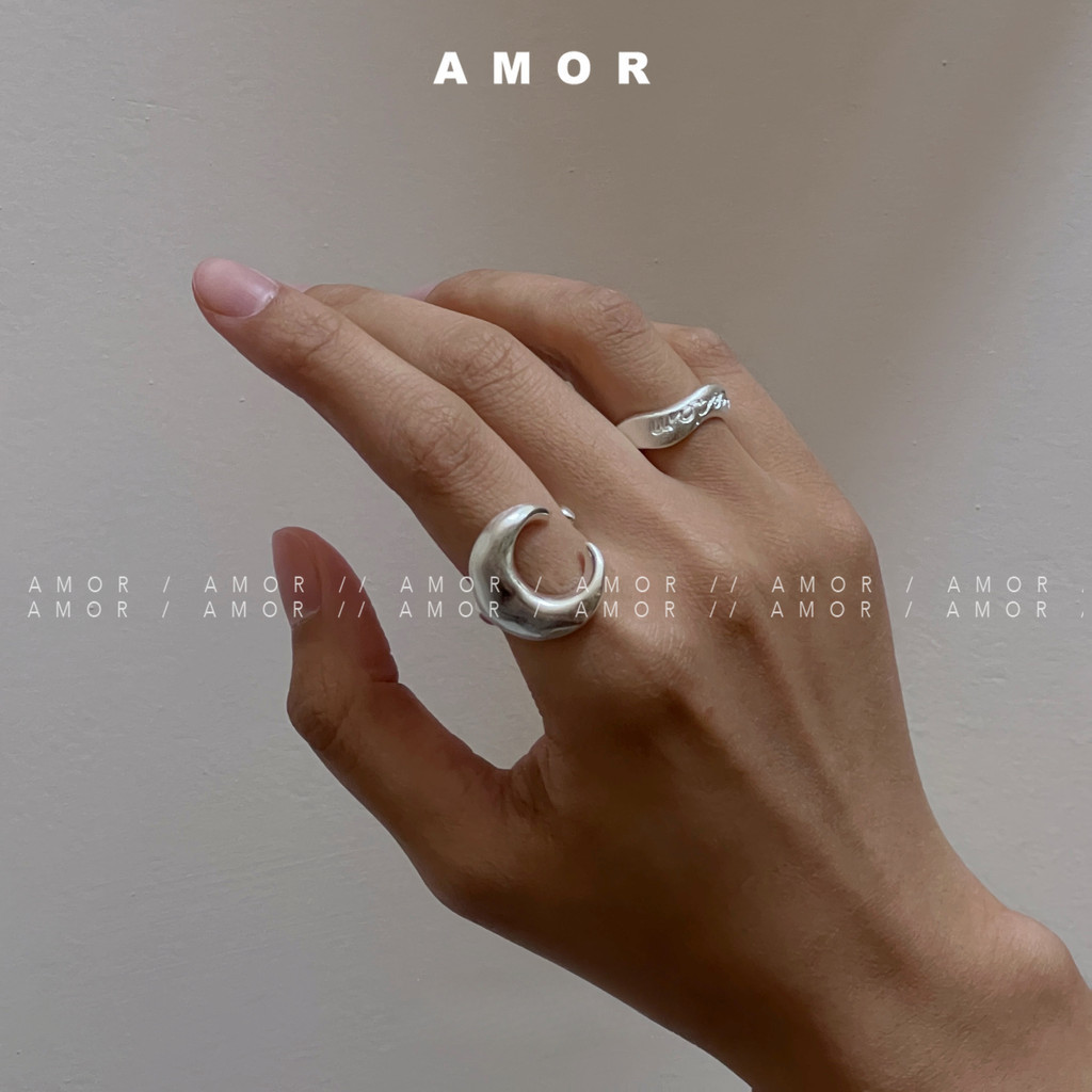 Irregular crescent ring, niche design, minimalist style, versatile for ...