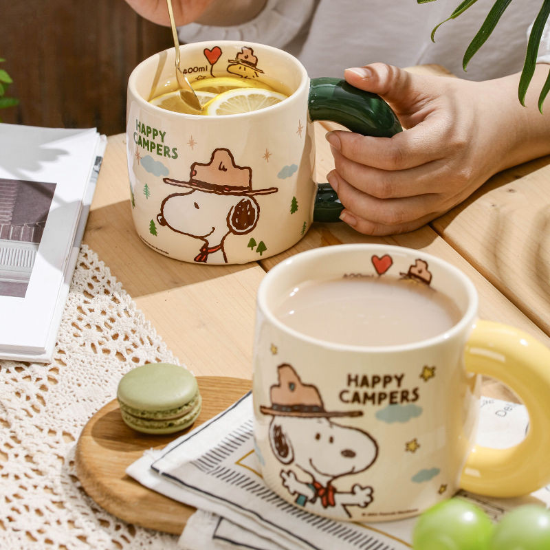 Snoopy Scale Ceramic Mug Cartoon Milk Cup Breakfast Coffee Mug Couple ...