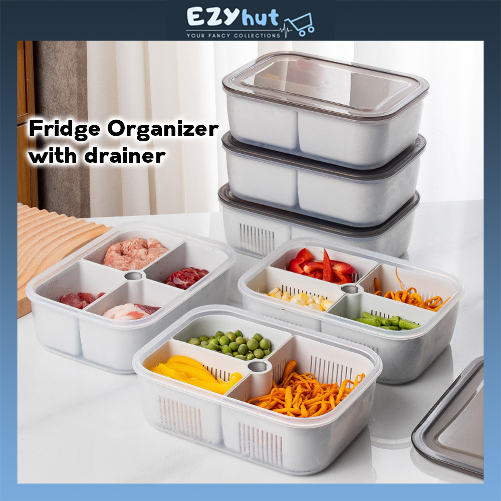 Fridge Organizer Refrigerator Storage Box Freezer Stackable Food Prep ...
